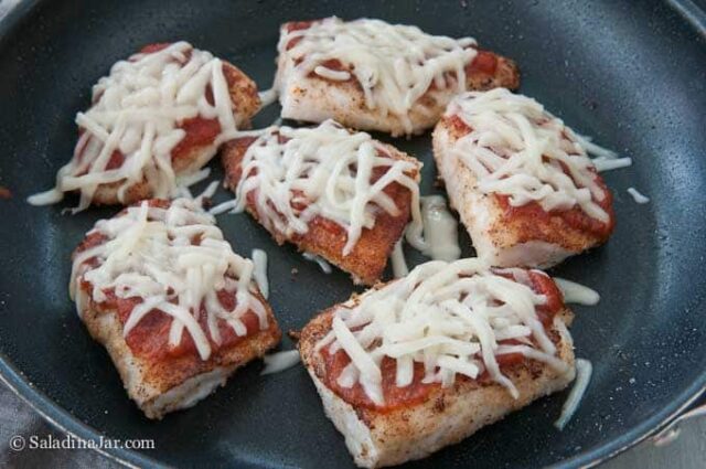 Pizza Fish (Breaded Tilapia with Sauce & Cheese)