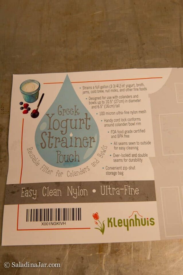 A Yogurt Bag: A Reusable Alternative for Straining Greek Yogurt