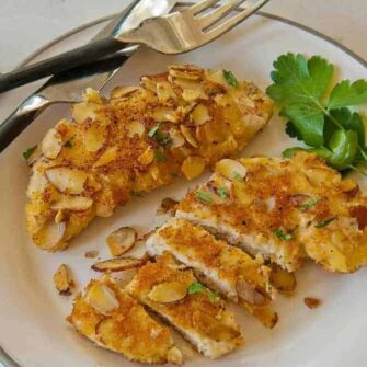 Crispy Baked Almond Chicken Tenders (Just 5 Ingredients)