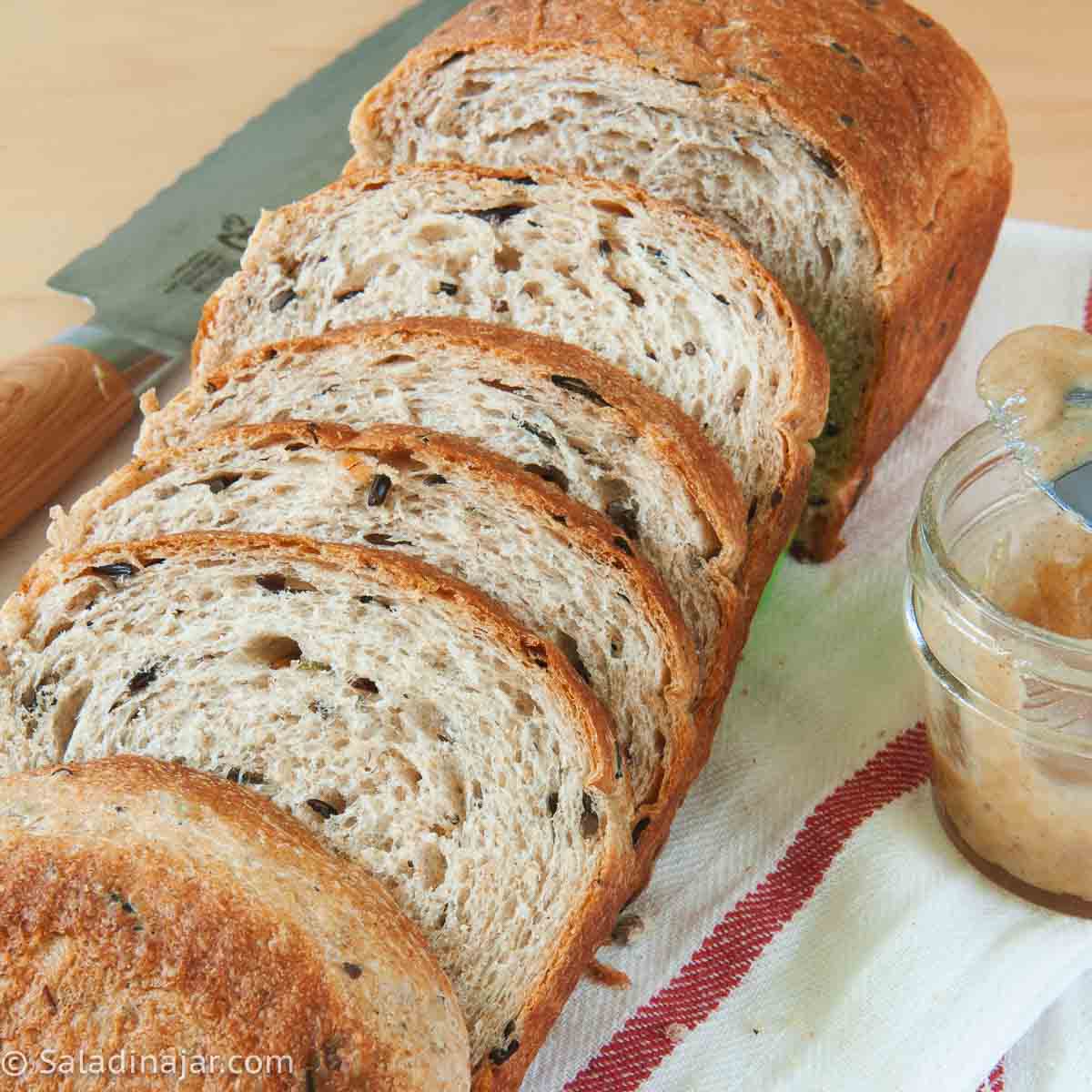 Hearty Wild Rice Bread (Bread Machine Dough + Oven Baked)